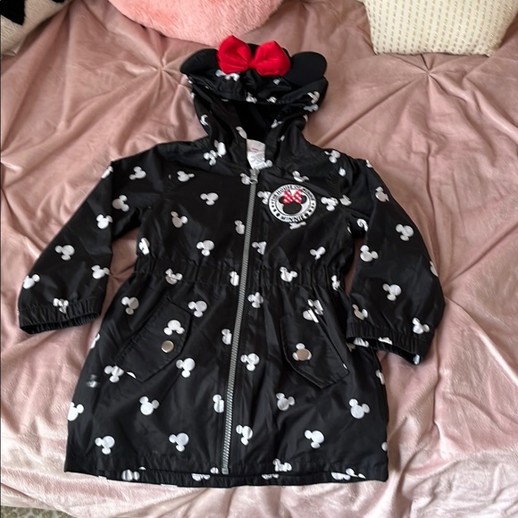 Disney | Jackets & Coats | Disney Black Raincoat With Ears And Red Bow ...